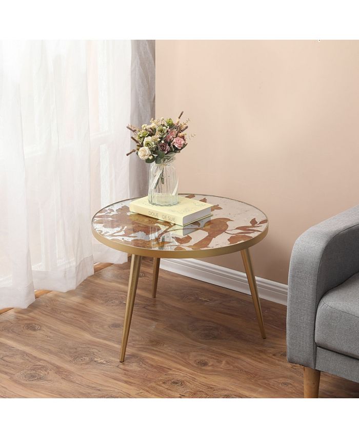 Luxen Home Metal And Mirror Bird Accent Table - Macy's