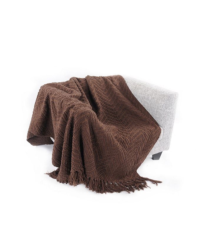 Battilo Knit Zig Zag Textured Woven Micro Chenille Throw - Macy's