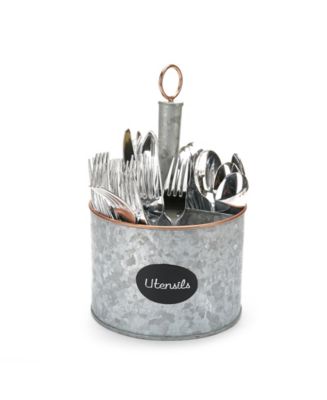 Mind Reader Brushed Galvanized 4 Section Utensil Holder, Cutlery Holder ...