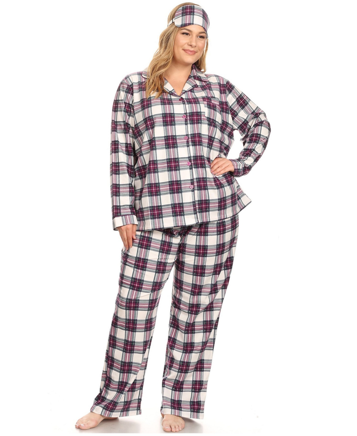 Click here for White Mark Plus Size 3-Piece Pajama Set - Purple W... prices