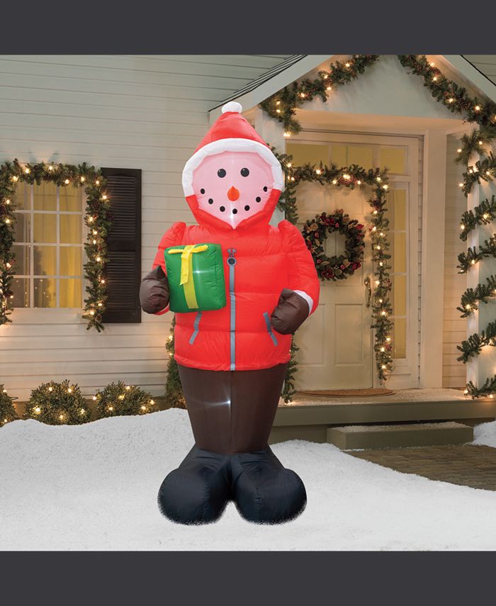 Jeco 8' Inflatable Snowman in A Down Jacket - Macy's
