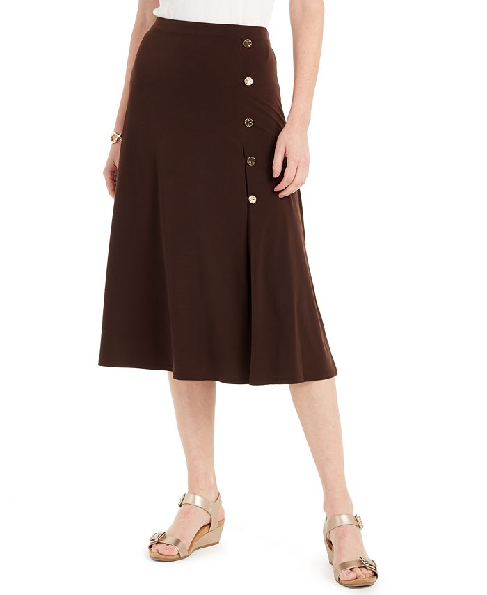 JM Collection Button-Side Skirt, Created for Macy's - Macy's