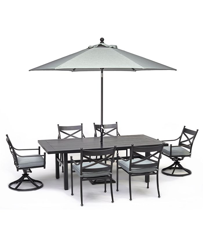 Agio Montclaire Outdoor Aluminum 7-Pc. Dining Set (84" X 42" Table, 4 ...