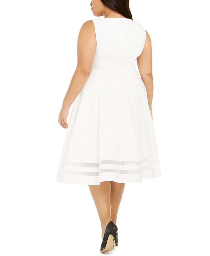 Calvin Klein Plus Size Illusion Fit And Flare Dress Macys