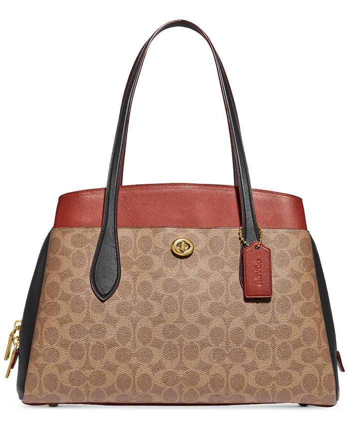 COACH Coated Canvas Signature Colorblock Lora Carryall - Macy's