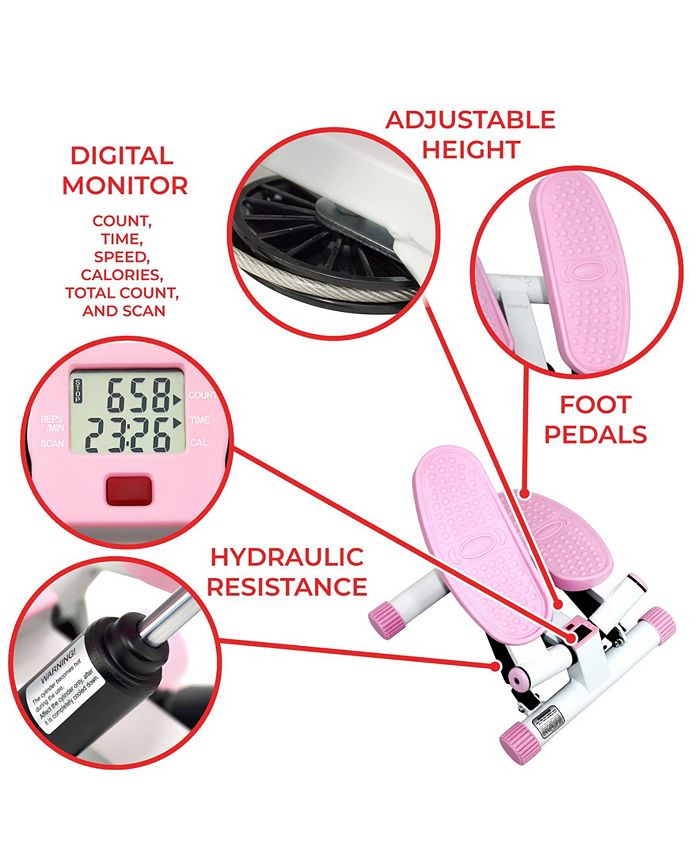 Sunny Health & Fitness Pink Adjustable Twist Stepper - Macy's
