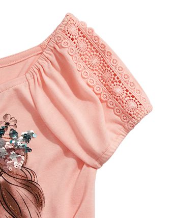 Beautees Big Girls Lace-Trim Flip Sequin Top - Macy's