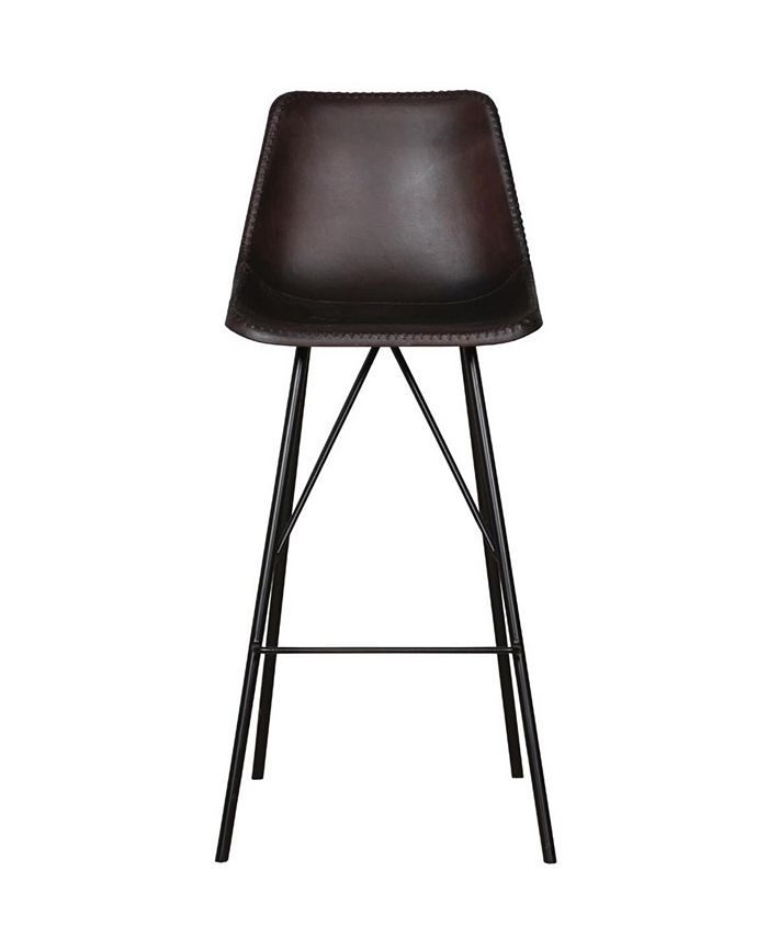 Union Home Bar Stool with Leather Upholstery - Macy's