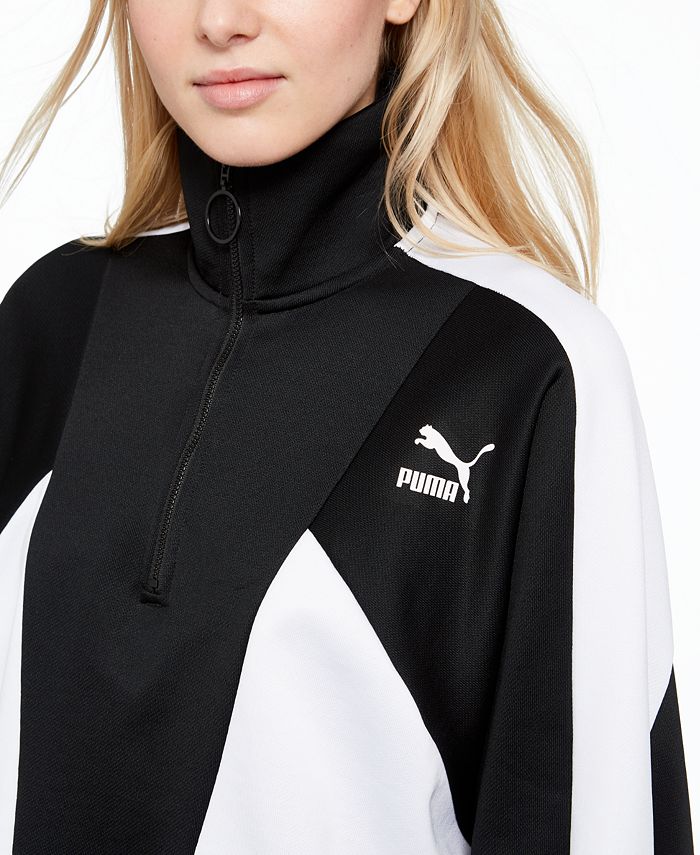 Puma Women's Colorblocked Half-Zip Cropped Track Top - Macy's