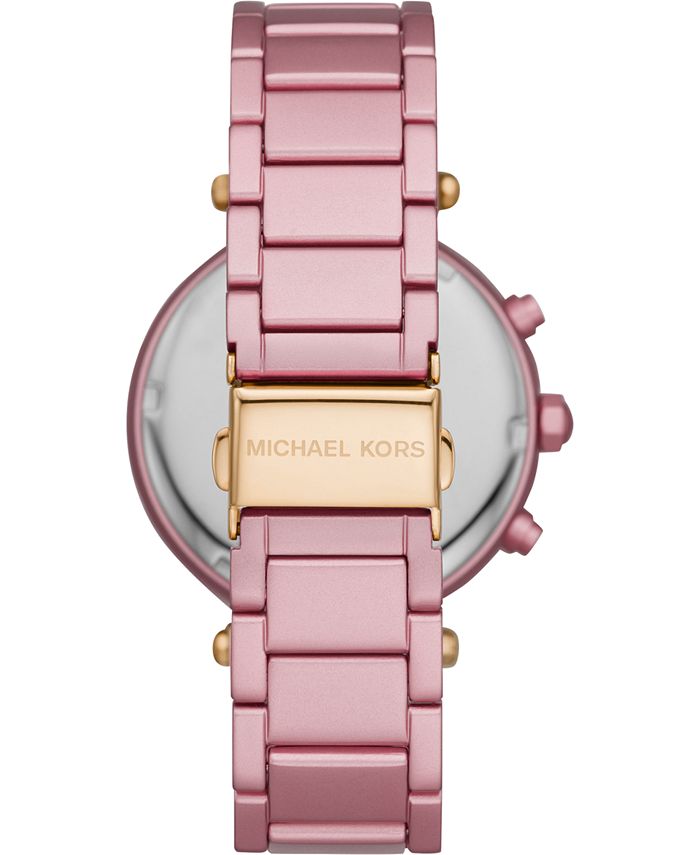 Michael Kors Women's Chronograph Parker Pink Aluminum Bracelet Watch ...