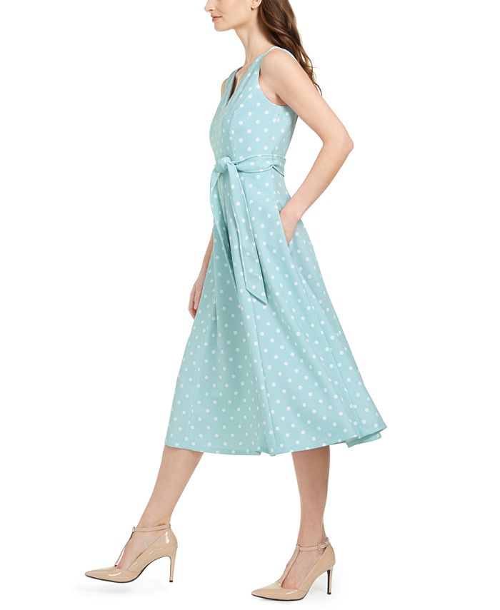 Calvin Klein Dot Print Fit And Flare Midi Dress Macys