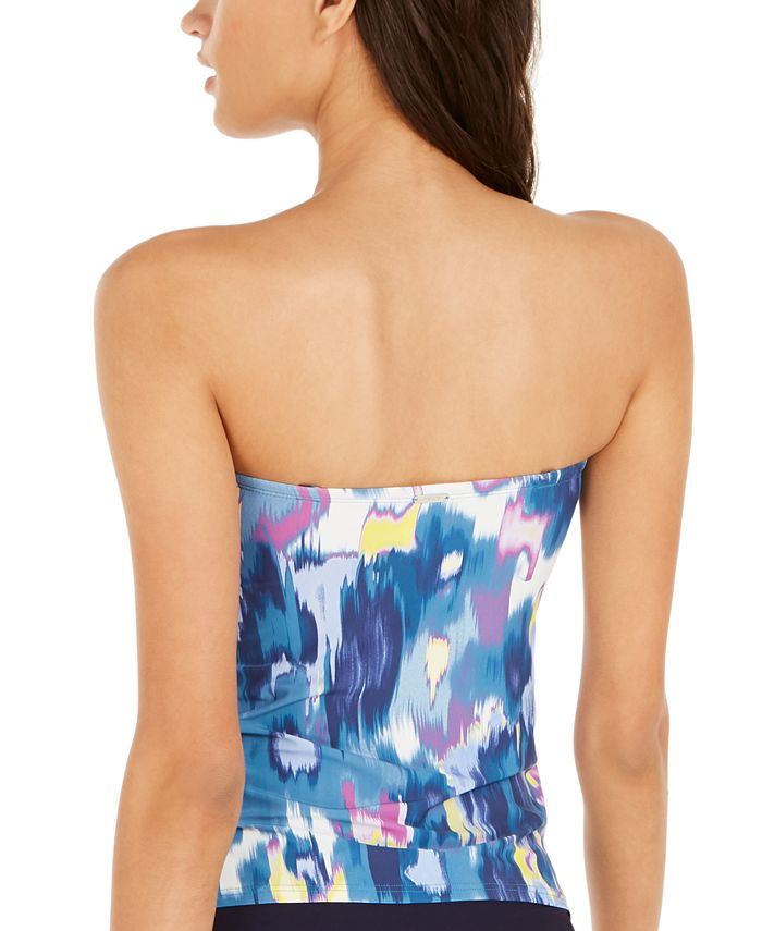 DKNY Shimmer Printed Tie-Front Bandeau Tankini Top & Reviews ...