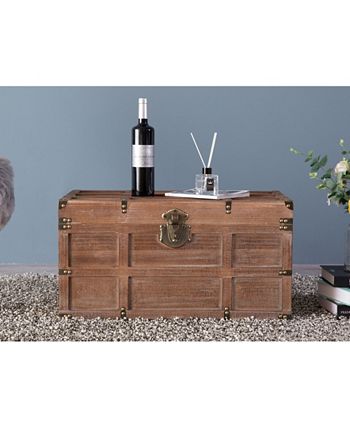 Vintiquewise Wooden Rectangular Lined Rustic Storage Trunk with Latch ...