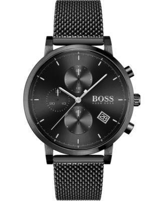 BOSS Men's Chronograph Integrity Black Stainless Steel Mesh Bracelet ...