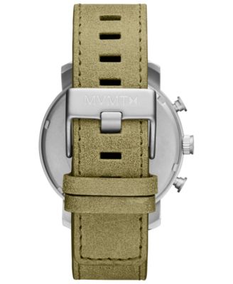 MVMT Men's Chronograph Rugged Pack Green Leather Strap Watch 45mm - Macy's