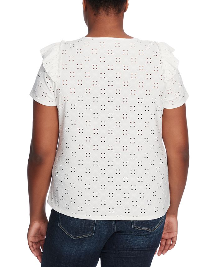 CeCe Plus Size Ruffled Eyelet Top - Macy's