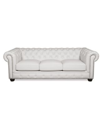 Nice Link Alexandon Leather Chesterfield Tufted Sofa with Roll Arm - Macy's