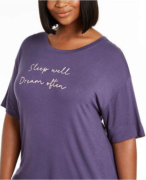 Jenni Plus-Size Ultra Soft Core Printed Short Sleeve Pajama Shirt ...