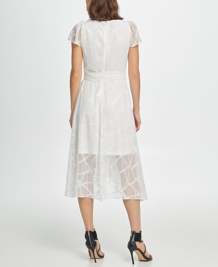Dkny Flutter Sleeve V Neck Wrap Midi Dress Macys