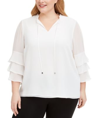 Calvin Klein Plus Size Tiered-Ruffle Top - Macy's