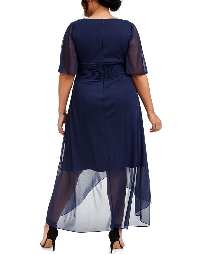 Sl Fashions Plus Size Embellished Chiffon Cold Shoulder Dress Macys