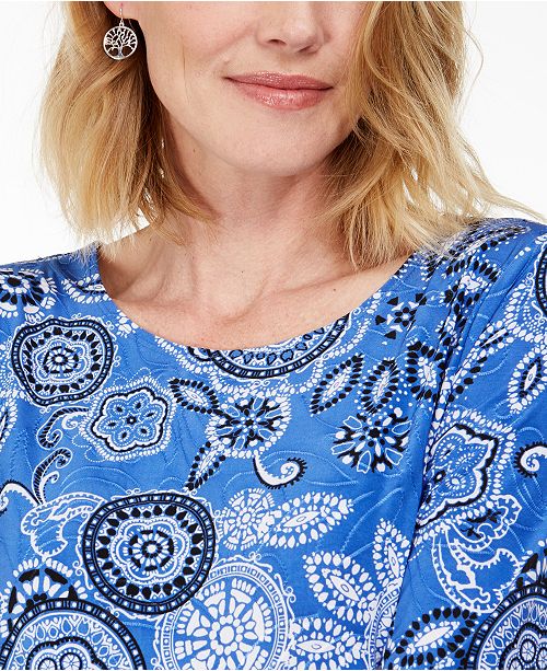 JM Collection Printed Jacquard Top, Created for Macy's & Reviews - Tops ...