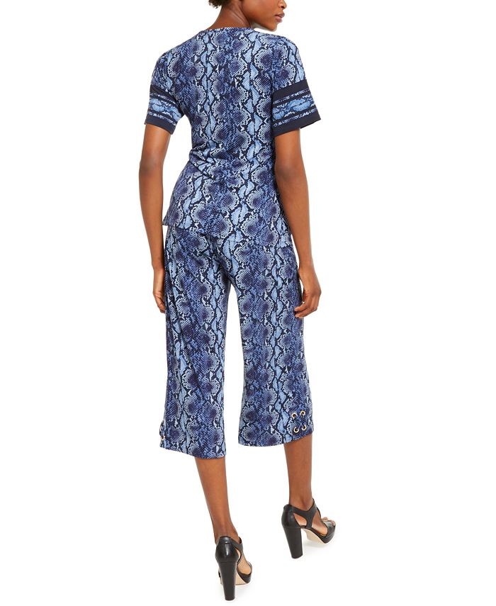 Michael Kors Python-Print Lace-Up Pants - Macy's