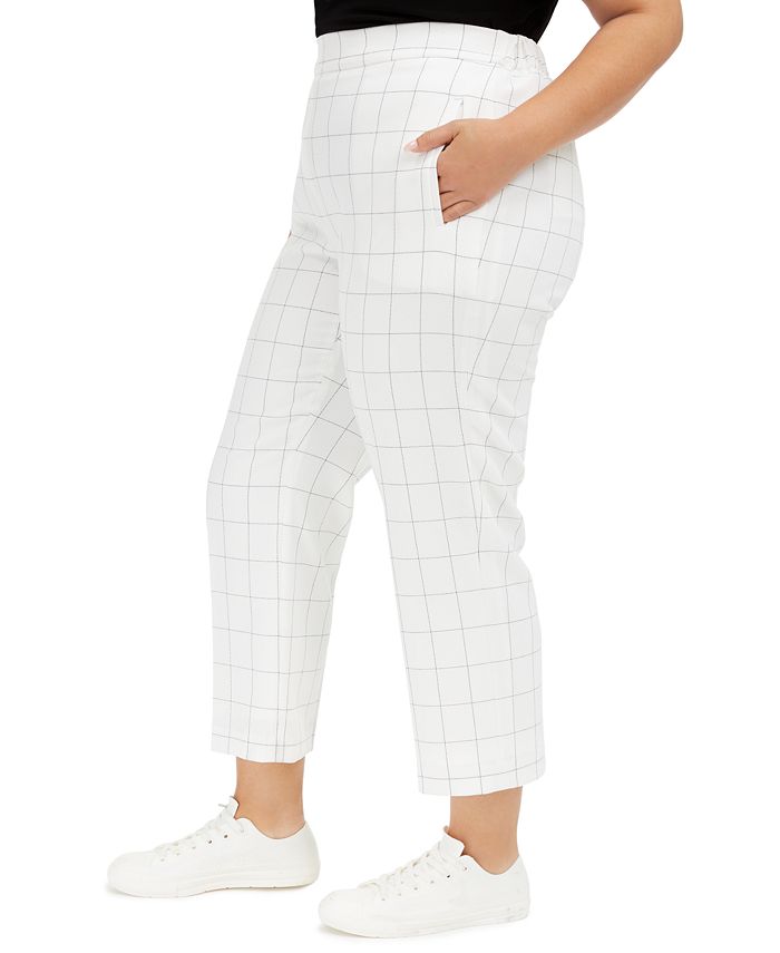 Bar III Trendy Plus Size Windowpane-Print Pants, Created for Macy's ...
