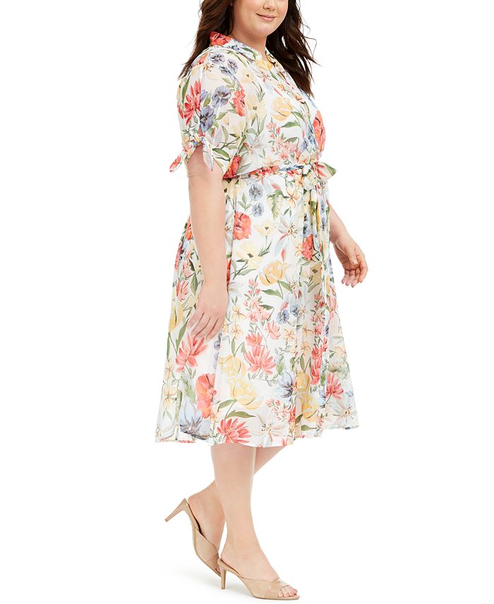 Calvin Klein Plus Size Floral-Print Shirtdress - Macy's