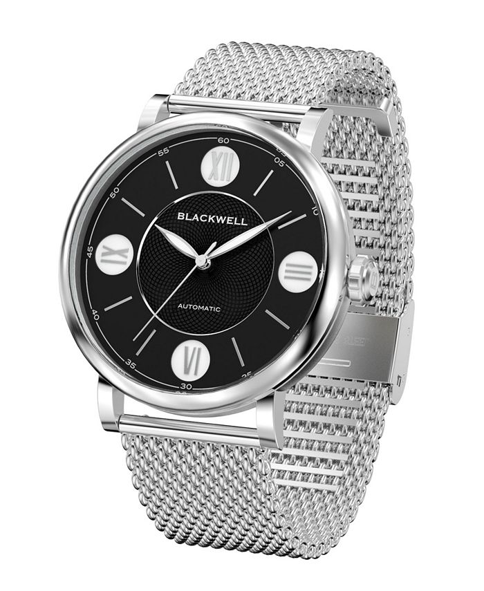 BLACKWELL Black Dial with Silver Tone Steel and Silver Tone Steel Mesh ...