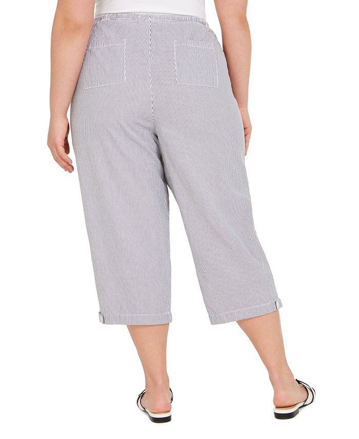 Karen Scott Plus Size Seersucker Crop Pants, Created for Macy's - Macy's