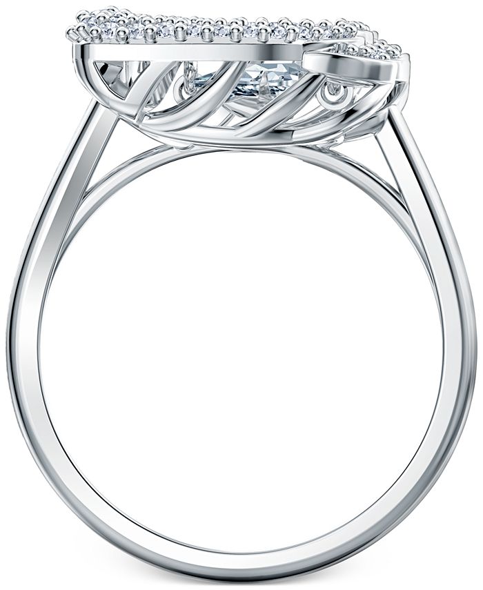 Swarovski Silver-Tone Pavé & Dancing Stone Swan Ring - Macy's