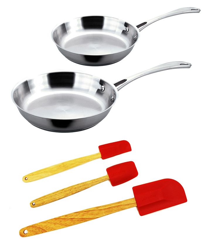 BergHOFF Copper Clad Stainless Steel 5-Pc. Fry Pan Set with Utensils ...