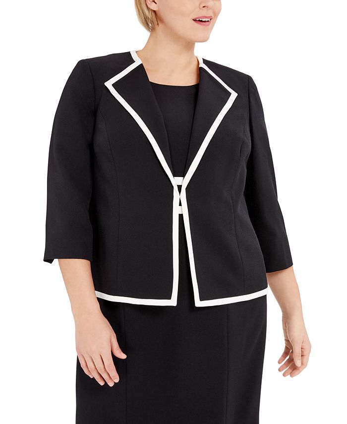 Le Suit Plus Size Colorblocked Wing-Collar Jacket and Dress Suit ...