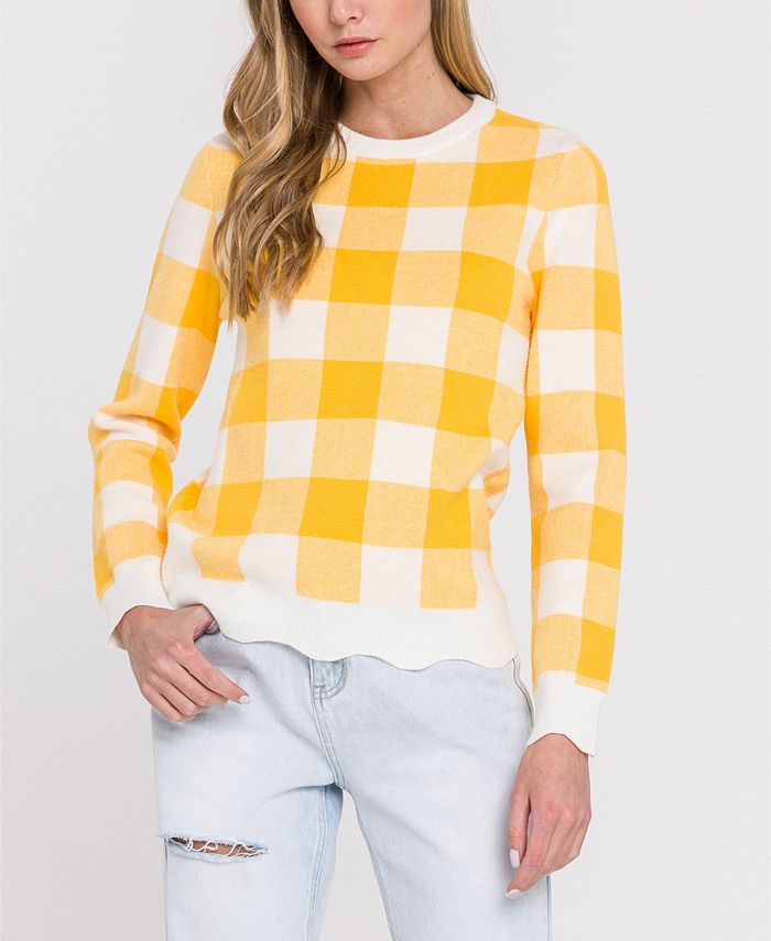 English Factory Gingham Sweater - Macy's