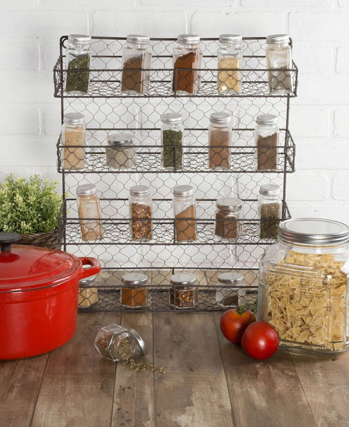 Design Imports Double Wide 4 Row Chicken Wire Spice Rack - Macy's