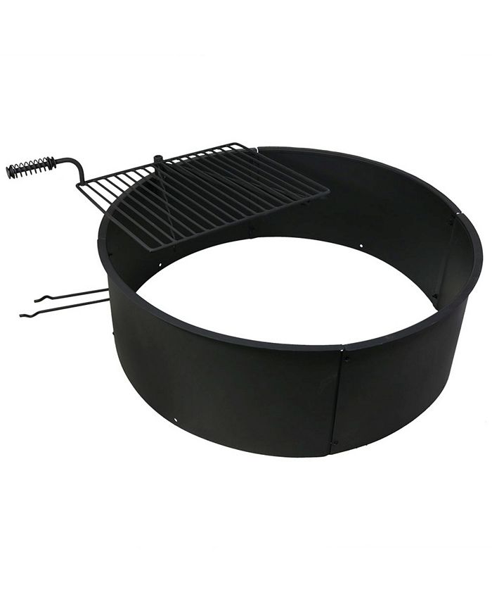 Sunnydaze Decor Large Fire Pit Campfire Ring with BBQ Cooking Grate ...