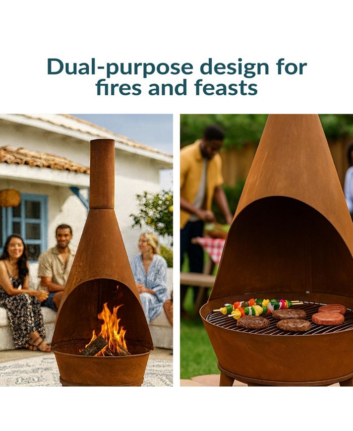 Sunnydaze Decor Outdoor Patio Wood-Burning Rustic Chiminea Fire Pit - Macy's