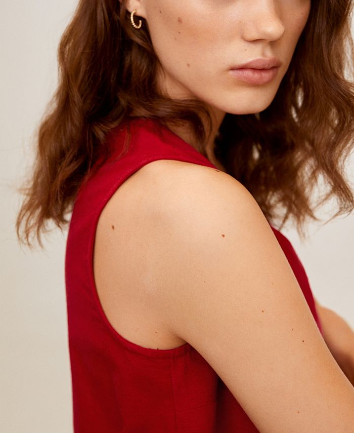 MANGO Buttons Cotton Top - Macy's