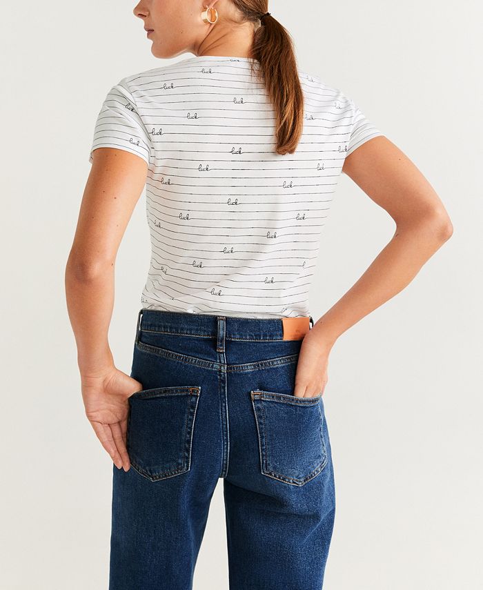 MANGO Printed Cotton T-Shirt - Macy's