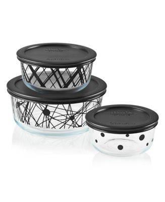 Pyrex Noir Decorated 6-Pc. Food Storage Containers - Macy's