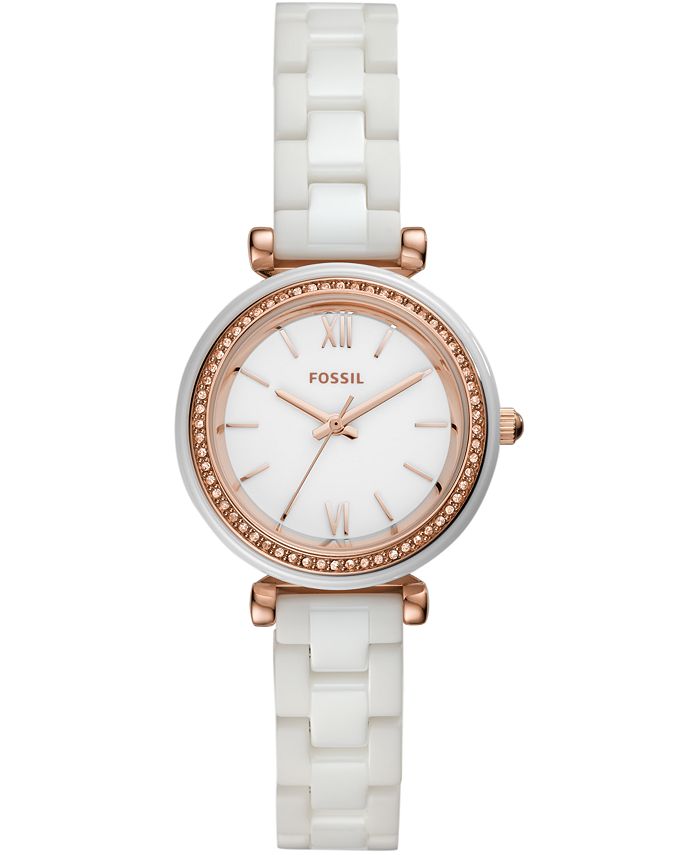 Fossil Women's Carlie White Ceramic Bracelet Watch 28mm - Macy's