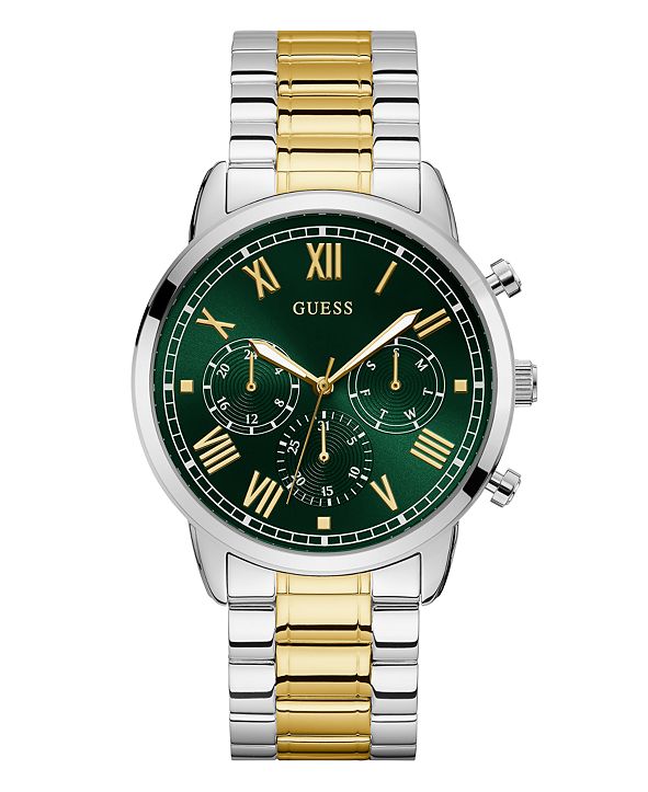 GUESS Men's Two-Tone Green Dial Multifunction Watch 44mm & Reviews ...