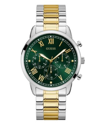 Guesss Men's Two-Tone Green Dial Multifunction Watch 44mm - Macy's