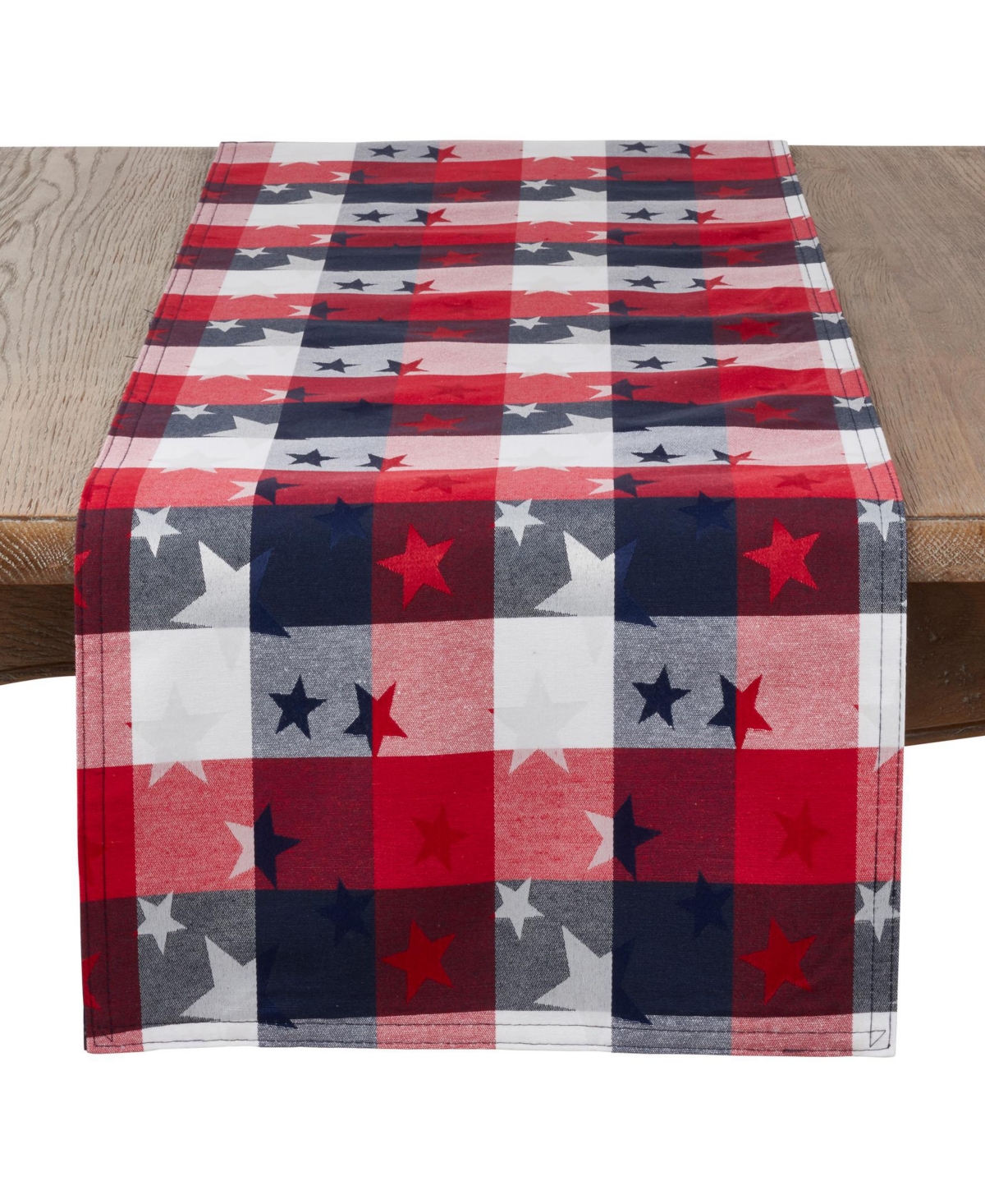 Click here for Saro Lifestyle Stars and Checkered Table Runner -... prices