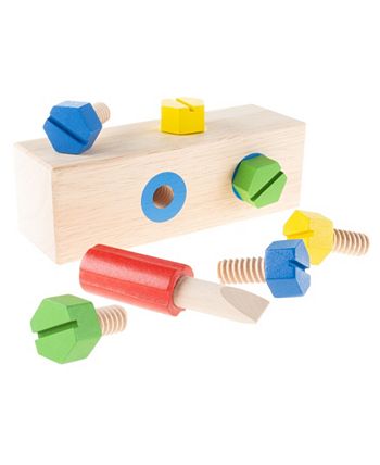 Trademark Global Hey Play Screw Block Toy - Kids Wooden Manipulative ...