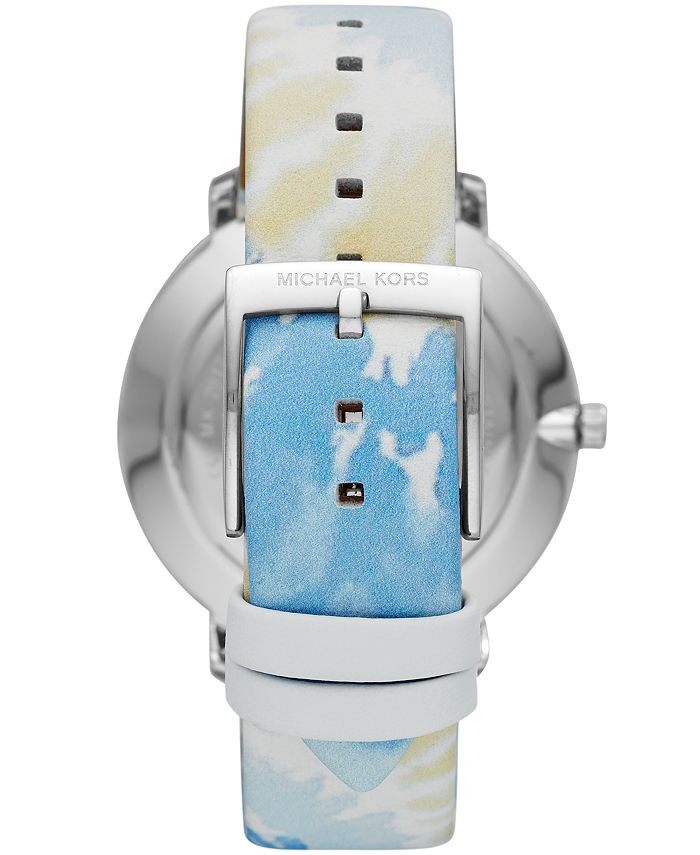 Michael Kors Pyper Three-Hand Blue Tie-Dye Leather Watch - Macy's