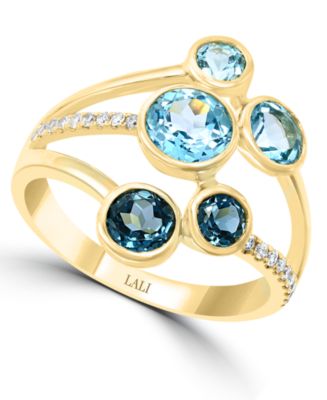 LALI Jewels Multi-Gemstone (2 ct. t.w.) & Diamond (1/10 ct. t.w.) Ring ...