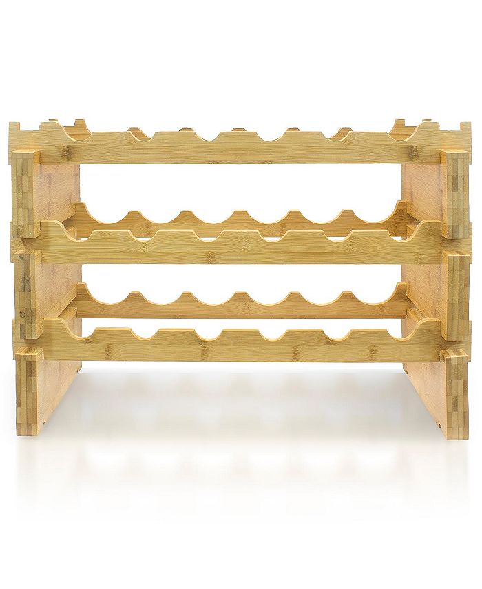 Sorbus 3 Tier Stackable Bamboo Wine Rack - Macy's