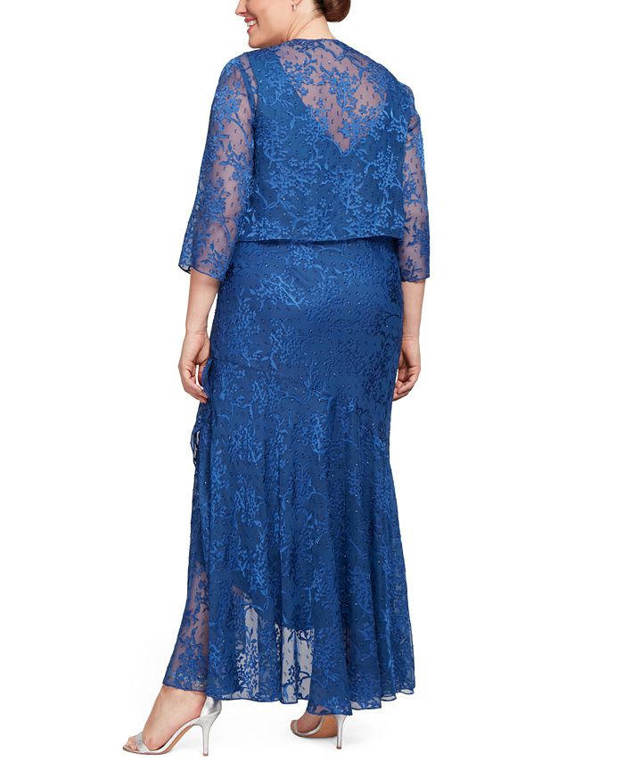 Alex Evenings Plus Size Glitter Printed Dress & Jacket - Macy's